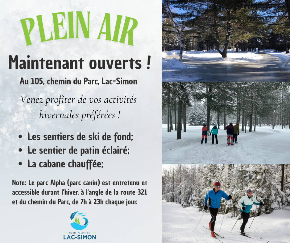 Ouverture des installations hivernales - Municipalité Lac Simon